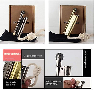 IMFUN Vintage Lighter Retro Trench Rattlesnake Rope Velvet Metal Lighter Fire Starter Camping Outdoors,No Need for Kerosene/Gas(Gold)