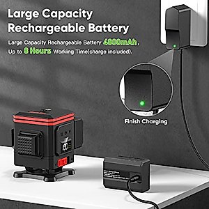 seesii 12 lines Laser Level Self Leveling 3x360° 3D 150FT Green Cross Line Laser Level with pulse mode for Construction/DIY Picture Hanging Remote Controller Rechargeable battery Magnetic Stand
