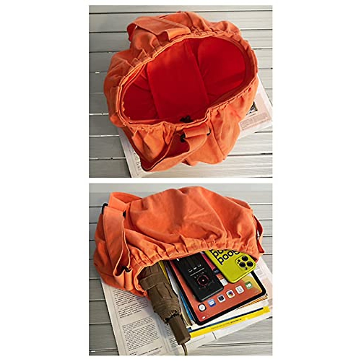 Canvas Shoulder Bags for Women Trendy Messenger Bag Cute Large Purse College Hobo Crossbody Bag (Orange)