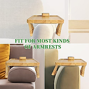 TISEMENT Couch Tray for Wide Sofa, 11.8’’ × 8.7’’ Clip On Sofa Arm Tray with 360° Rotating Bracket,Foldable Couch Arm Table for widening Space, Wooden Couch Cup Holder for Drinks/Snacks/Fruits