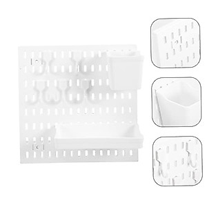 Veemoon 2 Sets Peg Board Rack Pegboard Shelves Pegboard Wall Entryway Mail Organizer Wall Display Pegboard Plastic Stand Pegboard Storage Rack White Office Combination No Punching