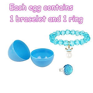 VLUSSO Easter Eggs Easter Basket Stuffers Fillers Filled 4 Pack Eggs with Colorful Bracelet Girls Inside, Colorful Pre Plastic Easter Eggs For Kids Easter Gifts