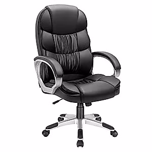 VICTONE Big and Tall Office Chair Ergonomic Desk Chair High Back Executive Computer Chair Adjustable Swivel PU Leather Task Chair with Padded Armrests and Lumbar Support (Black)