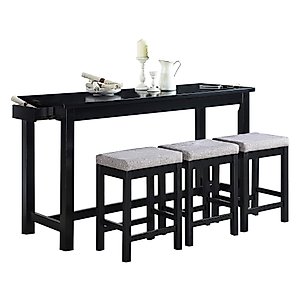 Homelegance 4-Piece Counter Height Dinette Set, Black