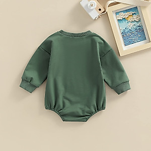 Lamuusaa Newborn Baby Girl Boy Clothes Crewneck Sweatshirt Romper Babe/Rainbow Pullover Sweater Shirts Oversized Fall Clothes (Babe-Green, 6-12 Months)
