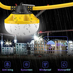 Guntsous 200FT LED Construction String Lights, 200W 22000LM,20 Sockets, Linkable Up to 16 Sets,Temporary Work Light for Job Site Workshop