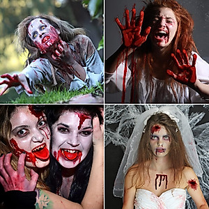 Fake Blood Set, 2.1oz Fake Blood Spray and 2.1oz Dripping Blood and 1.41oz Coagulated Gel Blood, Halloween Washable Fake Blood Makeup for Clothes, Zombie, Vampire Cosplay & Dress Up