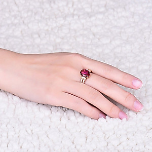 Lanmi 14k Rose Gold Natural Pink Green Tourmaline Diamonds Ring Engagement Wedding for Women Promotion