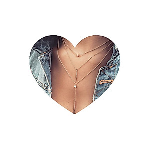 Shegirl Bar Layered Necklace Charm Sequins Necklace Gold Y-Pendant Necklace Fashion Jewelry for Women