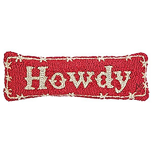 Chandler 4 Corners Artist-Designed Howdy Hand-Hooked Wool Decorative Throw Pillow (8” x 24”) Cowboy-Themed Pillow for Couches & Beds - Easy Care, Low Maintenance - Country Western Decor for Homes