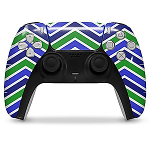 WraptorSkinz Skin Wrap compatible with Sony PS5 DualSense Controller Zig Zag Blue Green (CONTROLLER NOT INCLUDED)