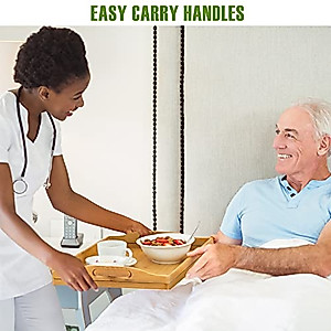 Bamboo Bed Tray,Breakfast Bed Tray with Folding Legs Large Tray with Carrying Handles Portable Lap Tray Lightweight Decorative Tray Food Tray for Breakfast in Bed,Reading or Working (20 Inch Upgrade).