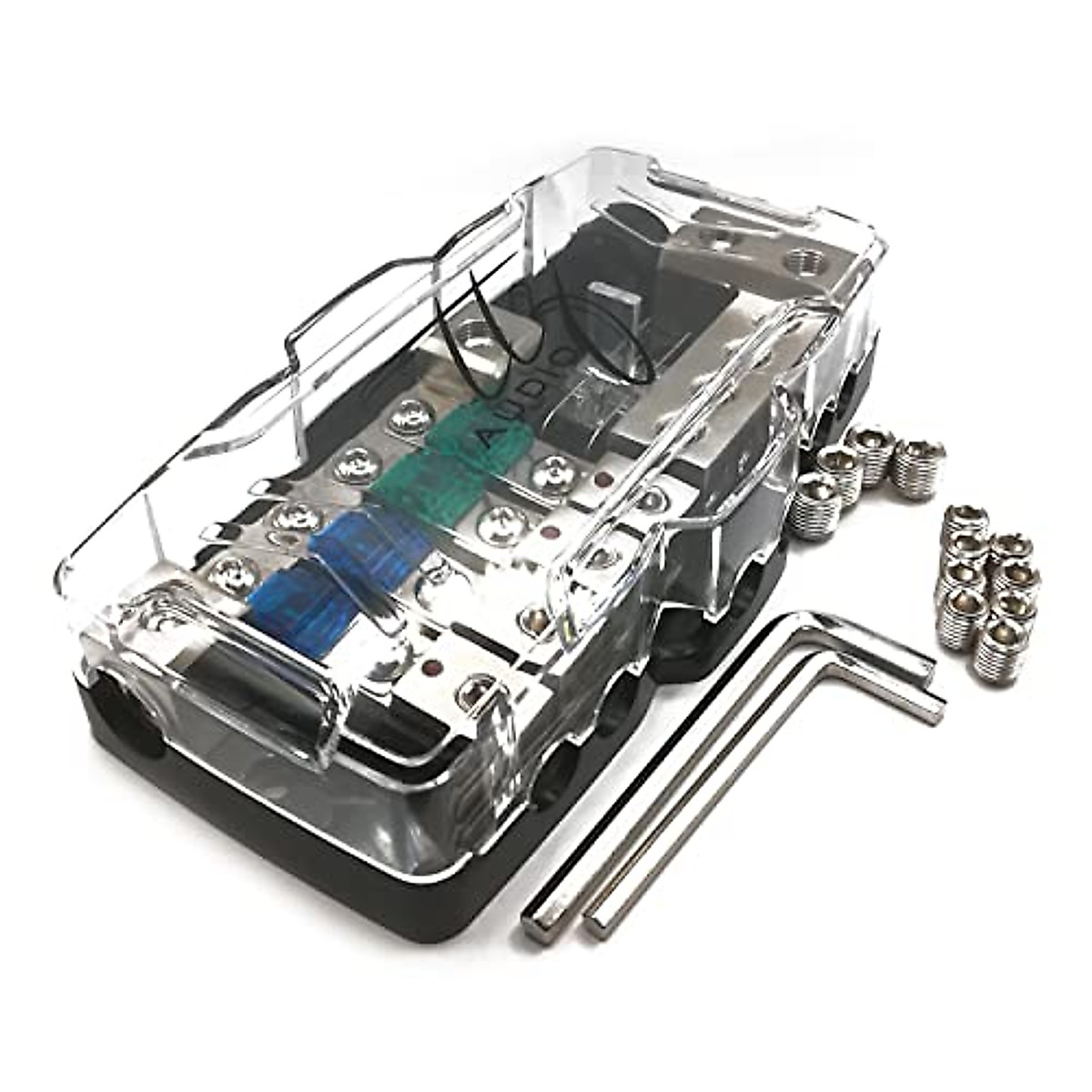TTZ Audio ANL Fuse Distribution Block, Extra Screw Set, 2 Allen Keys, 2 Extra ANL Fuses 2 x 0GA/4GA to 4 x 4GA/8GA