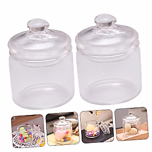 HOOTNEE 2 Pcs Miniature Jar Clear Jars Terrarium Tools Home Goods Home Decor Apothecary Jars Mini Tiny Clear Glass Jars Bottles Doll House Ornaments Mini Glass Jar Adornments Bell Shaped