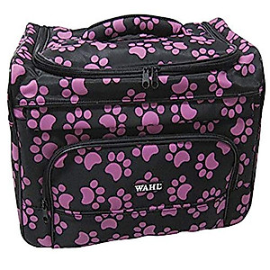 WAHL Professional Animal Travel Tote Bag with Zipper, Berry Paw Print Design (#97764-400), 9 Inches -Berry