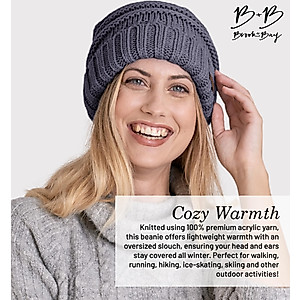 Brook + Bay Slouchy Beanie - Women's Winter Hats, Beanie Slouch Hats for Cold Weather, Oversized Beanie Knitted Hats for Women & Men Dark Gray