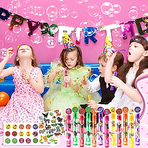 24PCS Jungle Safari DIY Bubble Wands Party Favors 96PCS Stickers for Goodie Bag Fillers Pinata Stuffers Mini Bubble Bulk Zoo Birthday Party Supplies Toys Gifts Class Prizes Toddlers Boys Girls