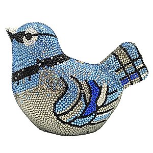 Elegant Evening Bags For Womens Clutches Purse Chain Wallet Handbags Crystal Party Bird Blue
