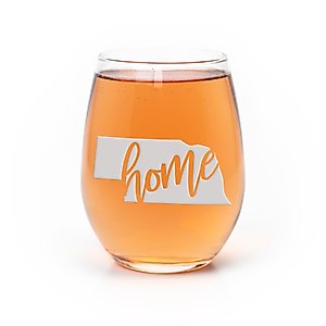 Nebraska State Stemless Wine Glass - Nebraska Gift, Nebraska Wine Glass, Nebraska Fan Gift