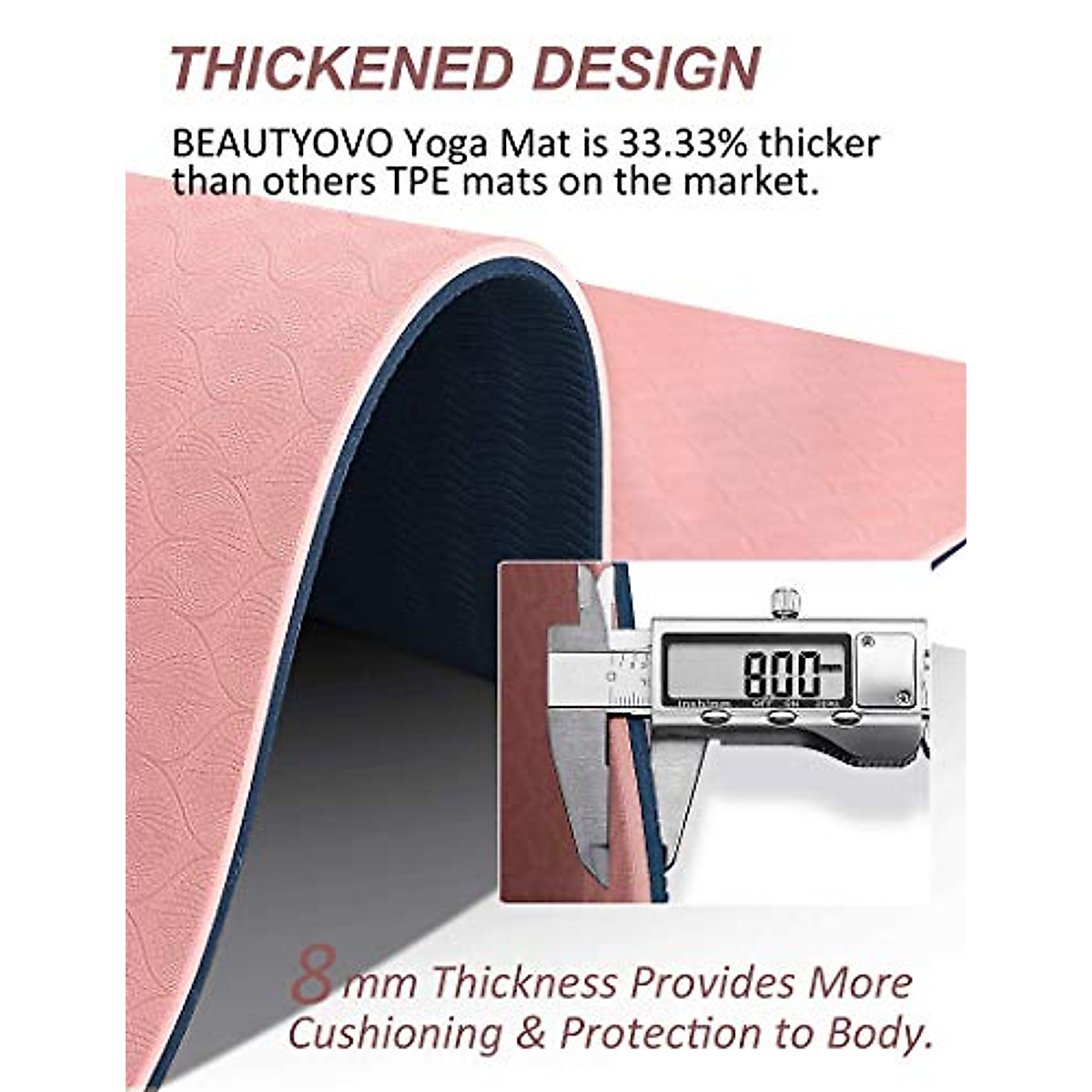 Yoga Mat with Strap, 1/3 Inch Extra Thick Double-sided Non Slip, Professional TPE Mats for Women Men, Workout Yoga, Pilates and Floor Exercises