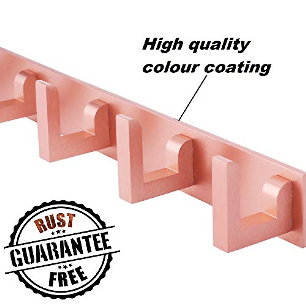 DOCOSS-Coat Rack Wall Mounted Coat Hooks Rail Wall Hooks Coat Hangers for Wall Hat Rack for Hanging Coats,Hats,Jacket,Clothes(Set of 2,Rose Gold)