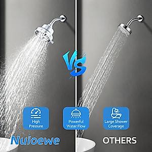 Nuioewe Shower Head, 5.7" Fixed High-Pressure Filtered Shower Heads, 8 Modes, 360°Adjusted, Tool-Free Install, Shower Filter for Hard Water, Remove Harmful & Chlorine, Relaxed Shower (Luxury Chrome)