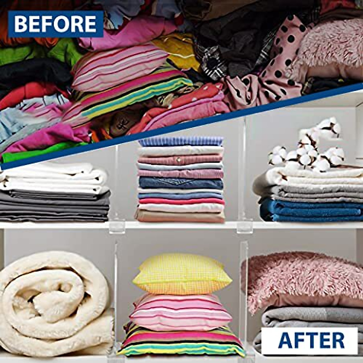 ArticYard Acrylic Shelf Dividers – 10 PCS Adjustable Clear Plastic Separators for Wooden Shelves, Shelf Dividers for Closet Organization, Perfect for Bedroom, Kitchen Cabinets, Bookshelf, Office