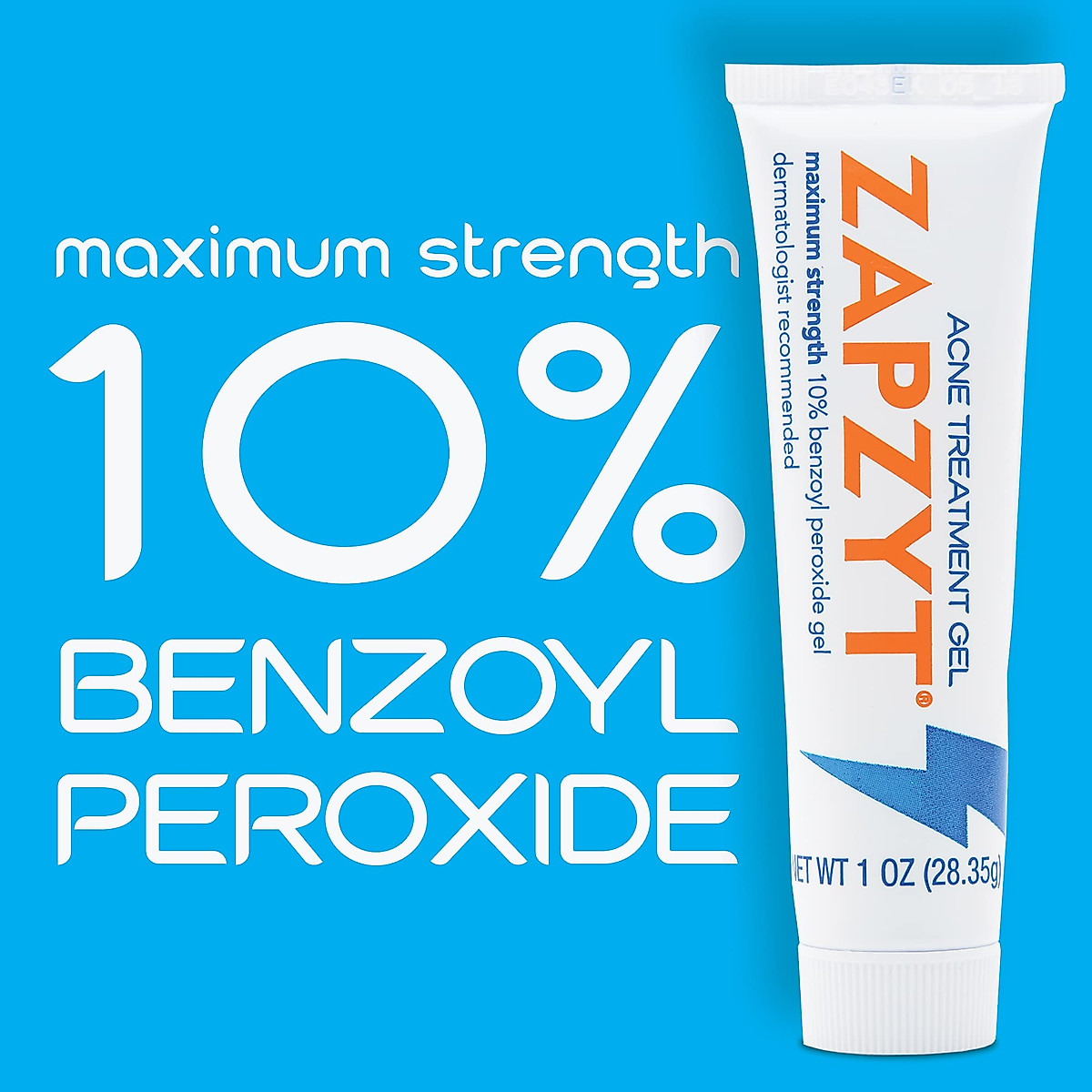 Zapzyt Maximum Strength 10% Benzoyl Peroxide Acne Treatment Gel 1 oz. (Pack of 3)