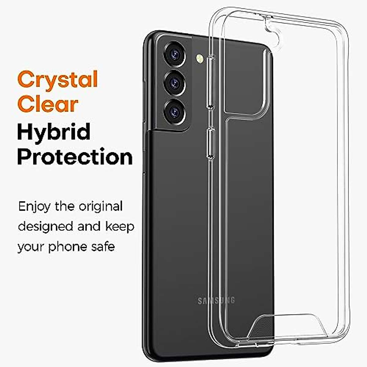 Rayboen Case for Galaxy S21+ Plus 5G with Screen Protector Soft(2Pcs), Crystal Clear Designed Shockproof Phone Case, Hard PC Back Soft TPU Frame Slim Transparent Cover for Samsung Galaxy S21+ Plus