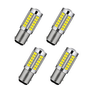UGSHY 4 Pack Car LED Turn Tail Brake Signal Light, 1157 33SMD Super Bright Light Bulbs, Reversing Light, 12V Interior RV Camper Trailer Lighting Back Up Reverse Lights (White) (UGLED1606WH-1157-4PS)