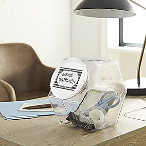 129 Oz Hexagon Cookie Jars with Lids ( 2 Pack)- Wide Mouth Plastic Jars with Lid Reusable & Recyclable - Shatterproof Jars - Clear Plastic Jars for Cookies, Candy, Laundry Detergent Pods - Stock Your Home