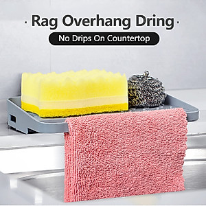 JOMOLA Sponge Holder for Kitchen Sink Sponge Tray 2-in-1 Plastic Scrubber Holder with Suction Cup for Kitchen Bathroom Laundry Black