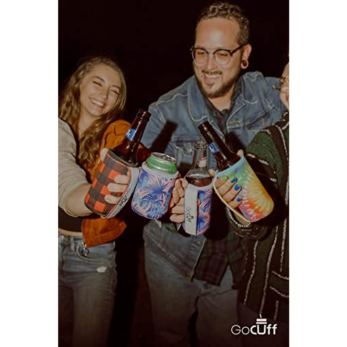 GoCuff Slim Can Cuff Covers For Beer Reusable Insulator With Easy Grip Handle Neoprene Can Coozie With Insulated Sleeves For Skinny Cans Soda, and Other 12 oz Slim Can Beverages (Emerald Jungle)