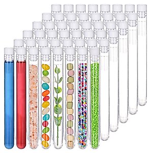 SUPERLELE 48 Pack Plastic Test Tubes with Caps, 16x150mm(25ml) Plastic Tubes for Plants, Lash Wands, Party Supplies, Scientific Experiments