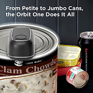 Kitchen Mama Orbit One Rechargeable Can Opener: Hands-Free Operation, Type-C Charging, Automatic Shut-Off, Smooth Edge, Professional-Grade Blade for Large Cans, Includes Elegant Storage Box (Black)