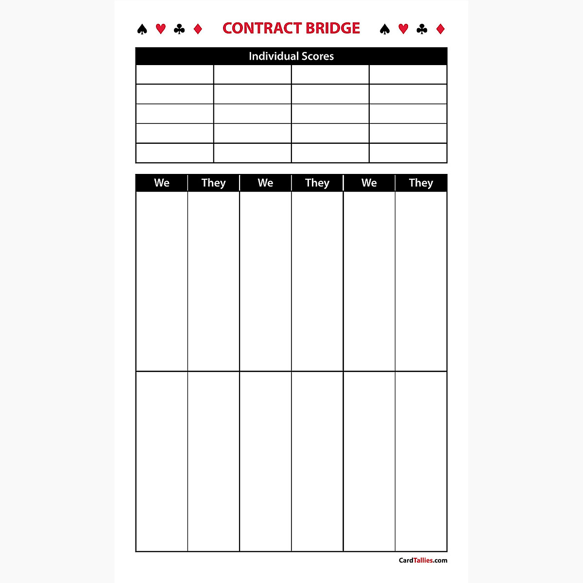 Contract Bridge Score Pads (5 Pads, 50 Sheets Each) Enjoy The Original! Proudly Made in The USA.