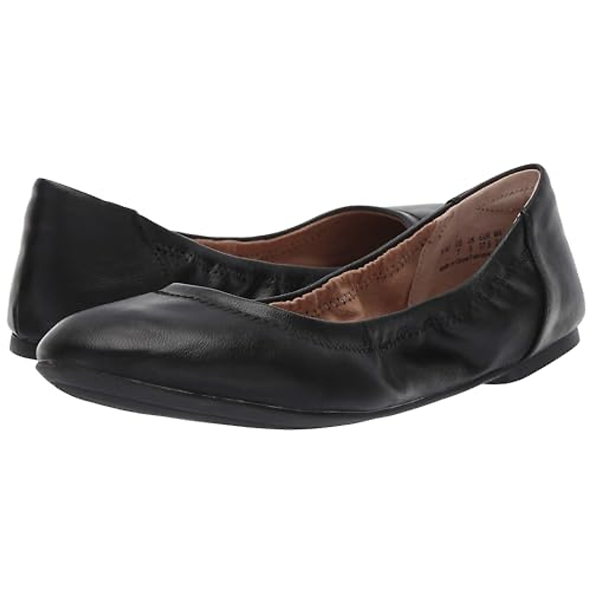 Amazon Essentials Women's Belice Ballet Flat, Black Faux Leather, 10.5 Wide