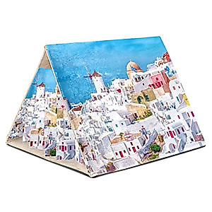 enheng Small Pet Hideout Beautiful Greek Architecture Santorini Volcano Cyclades Caldera Island Hamster House Guinea Pig Playhouse for Dwarf Rabbits Hedgehogs Chinchillas