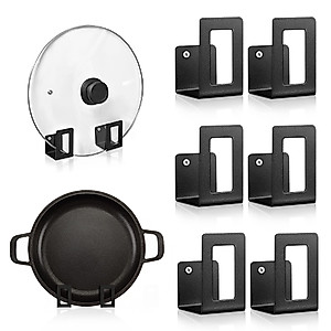 Set of 3 Pairs of Pot Lid Organizer for Cabinet Door, Drillable and Stickable Stainless Steel Pot Lid Holder, Adjustable Wall Mount Pot and Pan Lid Holders for Lids, Cutting Boards, Pot, Bakeware