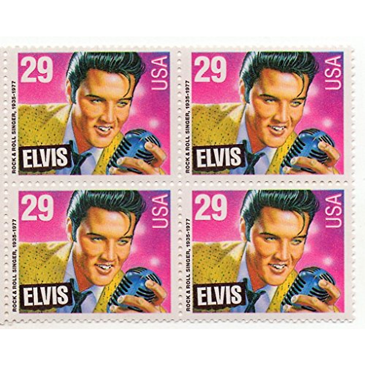 1993 ELVIS PRESLEY #2721 Block of 4 x 29 cent US Postage Stamps by USPS