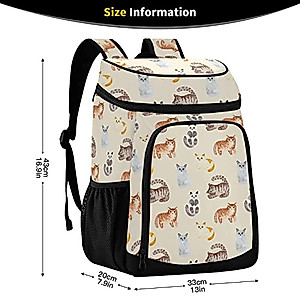 Smiling Cats Cooler Backpack 36 Cans Insulated Backpack Cooler Leak Proof Cooler Bag Lightweight Backpack for Lunch Camping Picnic Beach