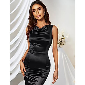 MUXXN Women's Sleeveless Floor Length Sheath Formal Vintage Cocktail Evening Long Maxi Dress Black L