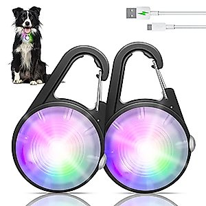 Dog Collar Light, 4 Modes Dog Lights for Night Walking, RGB Color Changing Dog Light, Rechargeable Dog Collar Lights for Nighttime Clip On, IP68 Waterproof Dog Walking Light for Dog Collar (Black)