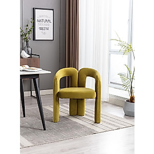 SZLIZCCC Modern Dining Chair Set of 2 Living Room Chairs, Fabric Armchair, Upholstered Barrel Chair for Living Room Kitchen Dining Room (Velvet Olive)