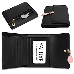 YALUXE Women's RFID Blocking Small Compact Leather Wallet Ladies Mini Purse with ID Window RFID