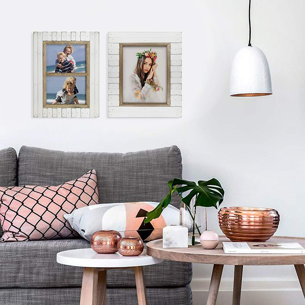 icheesday 8x10 Wooden Picture Frame Rustic Distressed White Photo Frame with Glass Cover Ready to Table Top and Wall Mounting