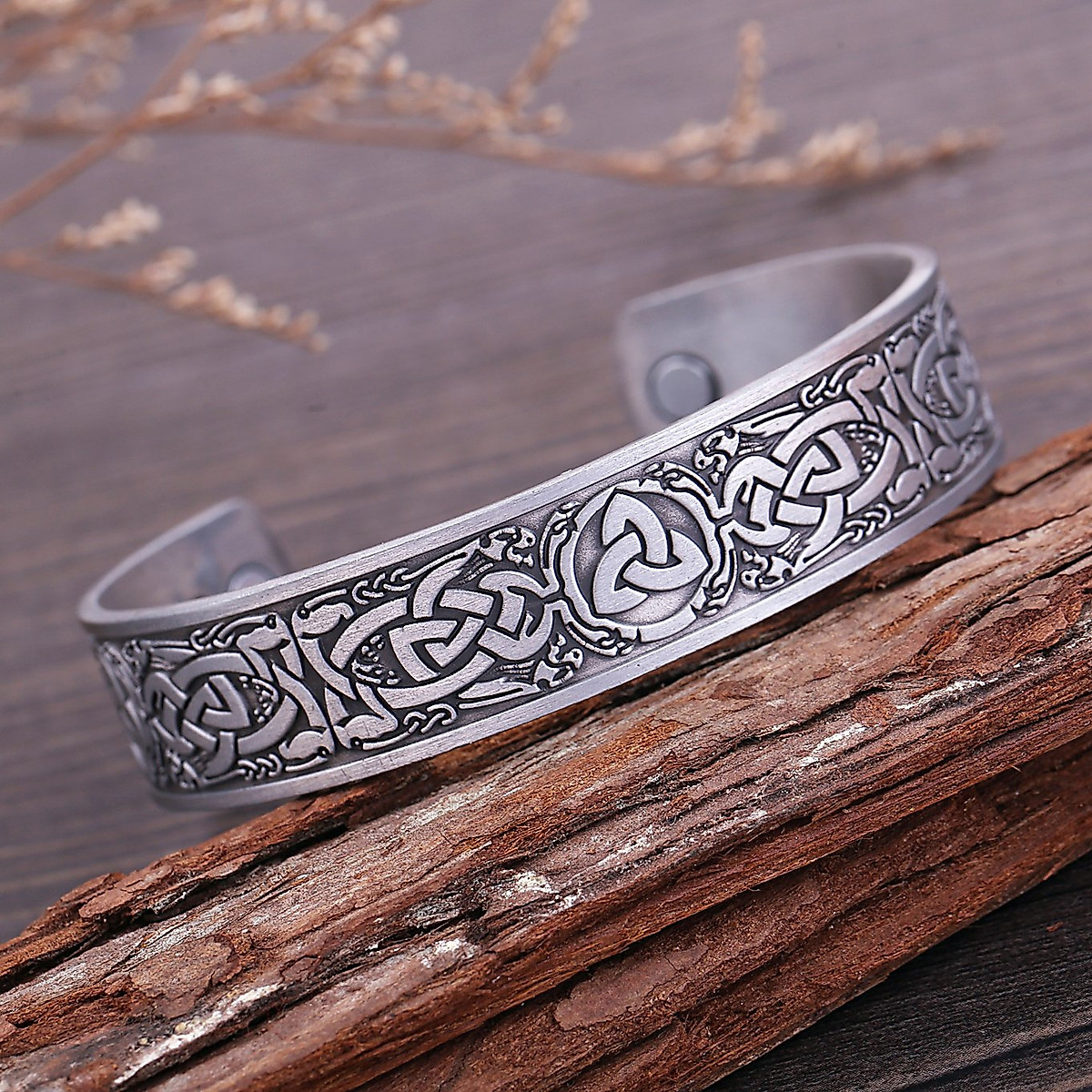 Norse Celtic Knot Bracelet Trinity Knot Bracelet Mens Viking Bracelet Cuff Bangle for Women