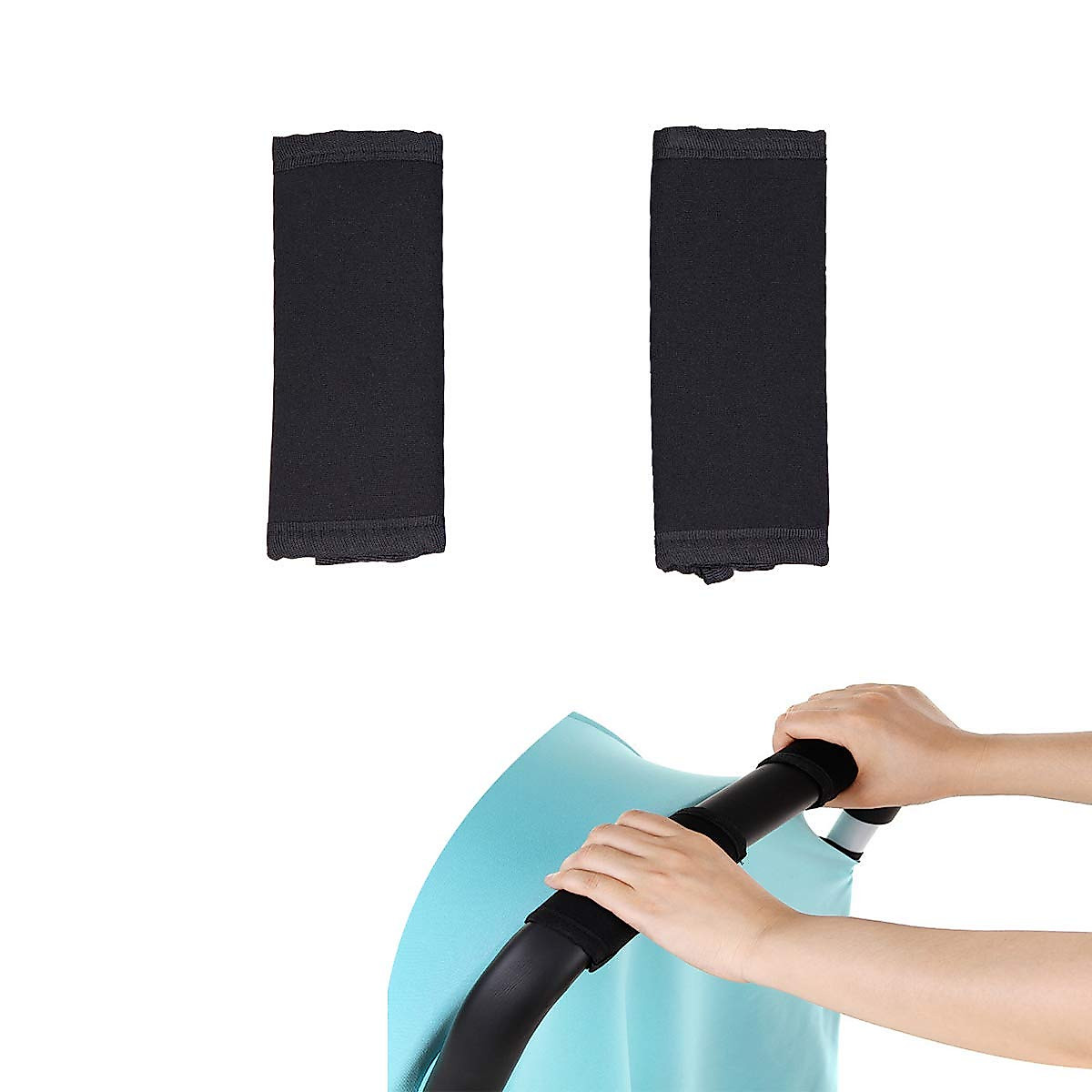 3 pc Cushion Shoulder Harness Pad Covers and Handlebar Covers Grips Slip On for BOB Joggers Baby Child Strollers and/or Car Seats Accessories Replacement Parts (Handlebar Grips Only)