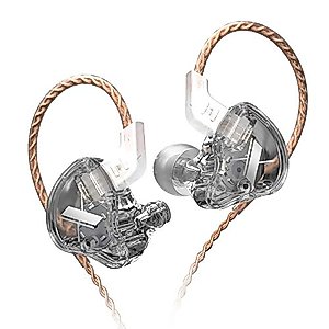 YINYOO KZ EDX 1DD HiFi Earphone Headphone, EDX in-Ear Earbud with New 10mm Composite Magnetic Dynamic Driver Over Ear Headset with Detachable 2 Pin 0.75MM Cable(Without mic, Clear Grey)