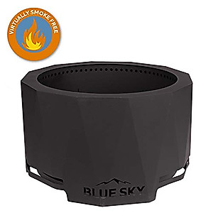 Blue Sky Outdoor Living 33” Steel Mammoth Patio Smokeless Fire Pit, Firewood and/or Wood Pellet Burning, Black (PFP3318)